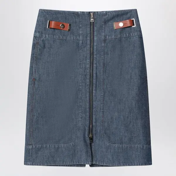 Fendi Chambray Denim Skirt - Blue