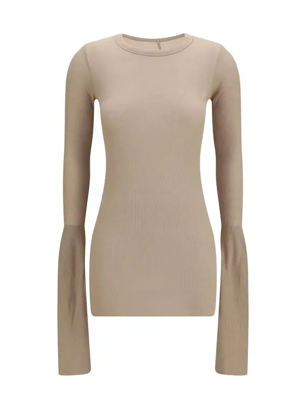Rick Owens Ribbed Knit Long-sleeve Top - Cream