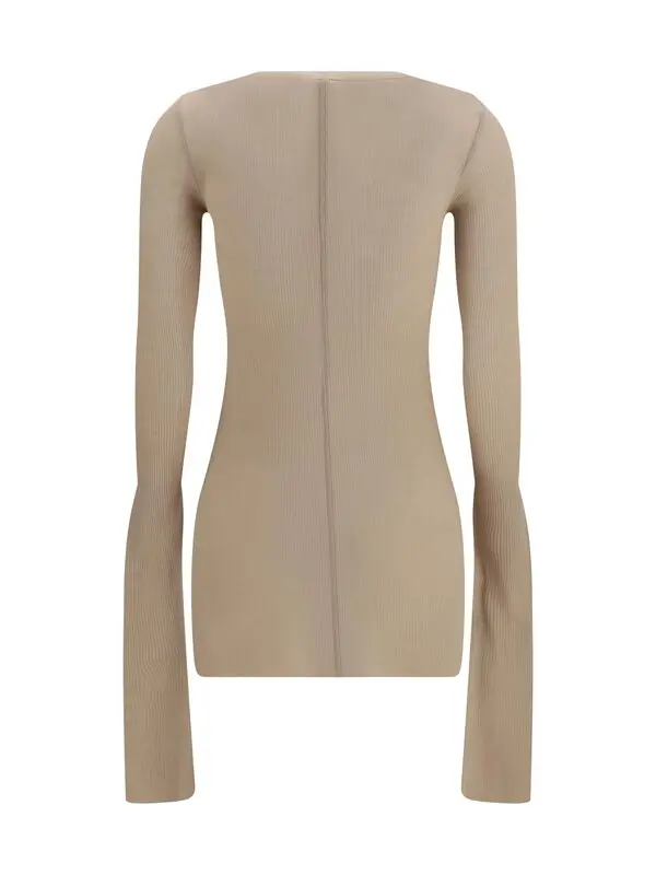 Rick Owens Ribbed Knit Long-sleeve Top - Cream