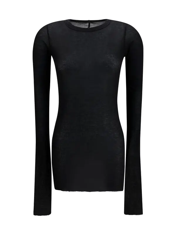 Rick Owens Ribbed Knit Long-sleeve Top - Black