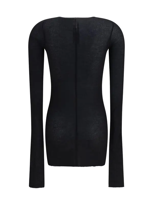 Rick Owens Ribbed Knit Long-sleeve Top - Black