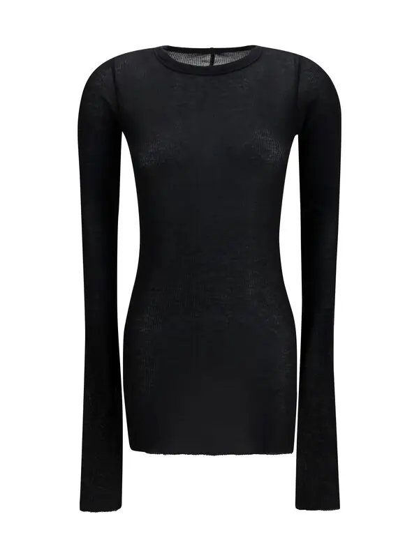 Rick Owens Ribbed Knit Long-sleeve Top - Black