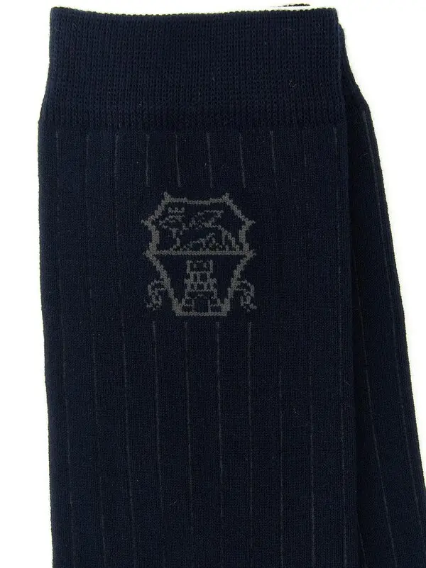 Brunello Cucinelli Coat Of Arms Of Solomeo Socks - Blue