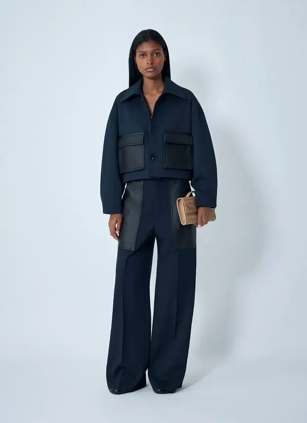 Bottega Veneta Compact Wool And Cotton Twill Pants - Blue