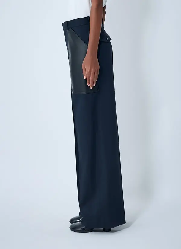 Bottega Veneta Compact Wool And Cotton Twill Pants - Blue