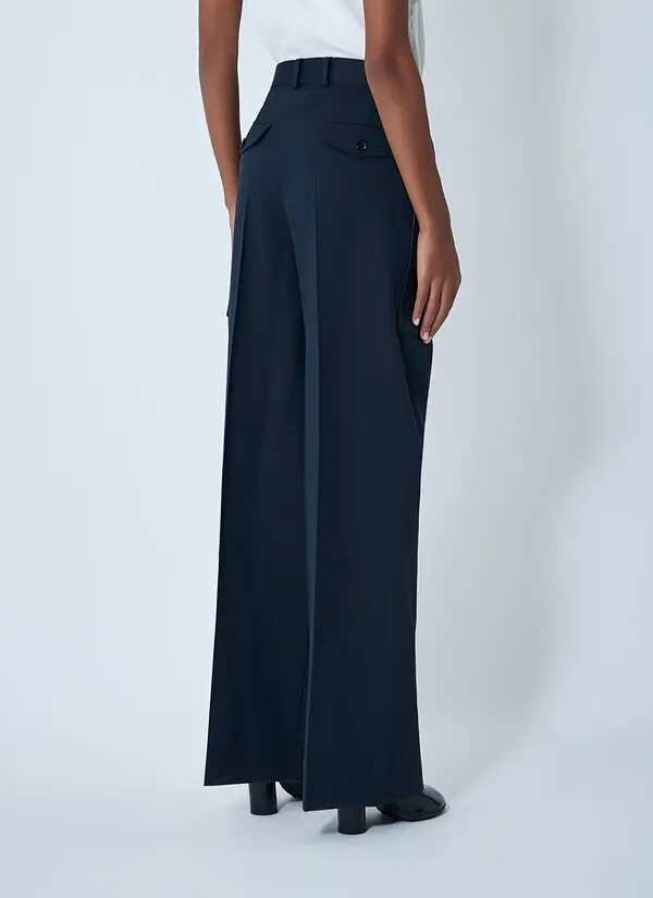 Bottega Veneta Compact Wool And Cotton Twill Pants - Blue