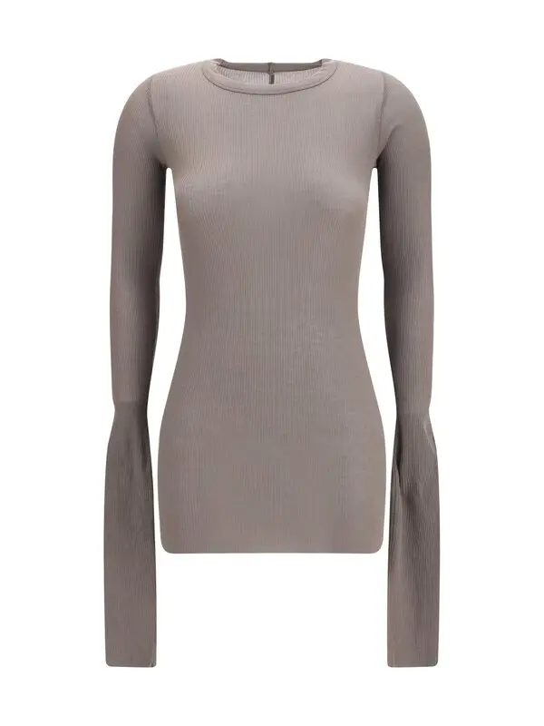 Rick Owens Long-sleeve Ribbed Knit Top - Gray