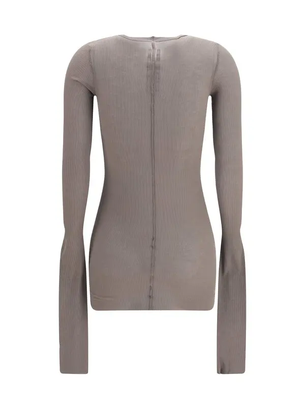 Rick Owens Long-sleeve Ribbed Knit Top - Gray