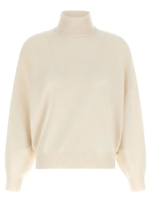 Brunello Cucinelli Cashmere High Neck Sweater - White
