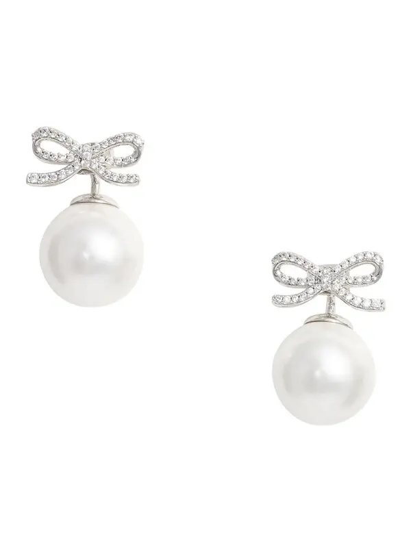 SELF-PORTRAIT Metallic Earrings With Bow And Pearl In Metal For - Multicolor