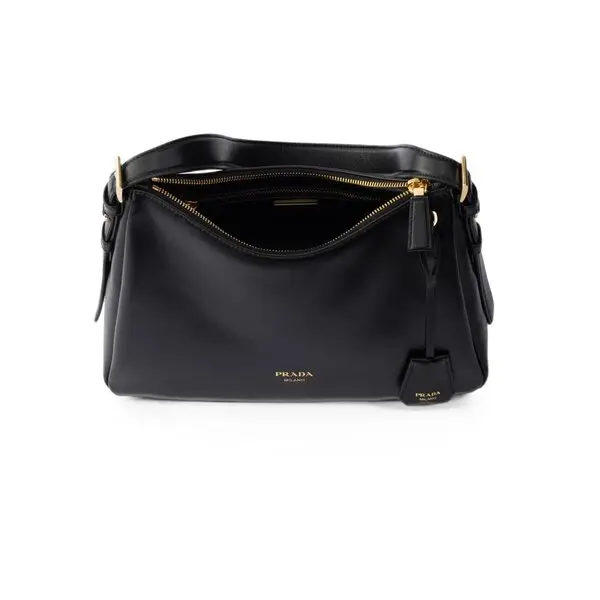 Prada Aimée Leather Shoulder Bag - Black