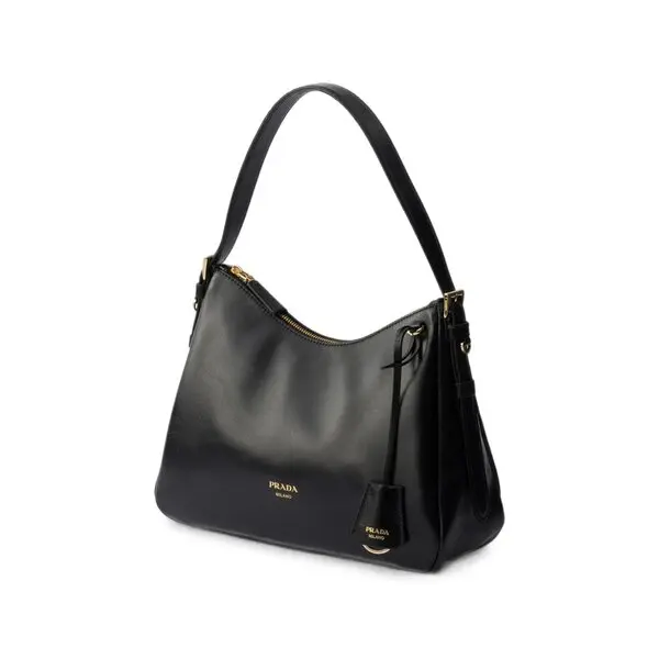 Prada Aimée Leather Shoulder Bag - Black