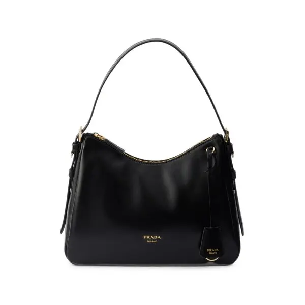 Prada Aimée Leather Shoulder Bag - Black