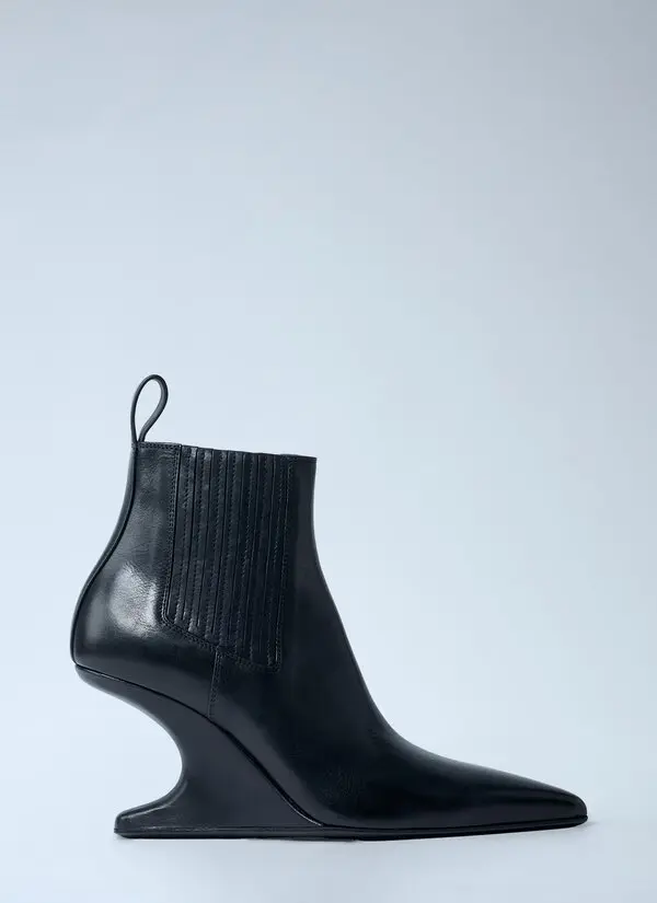 Rick Owens Leather Wedge Ankle Boots
