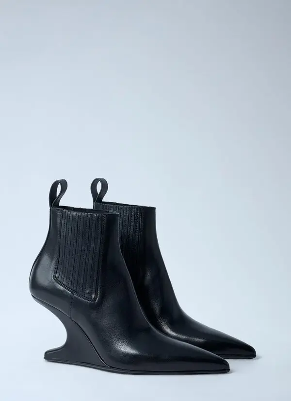 Rick Owens Leather Wedge Ankle Boots