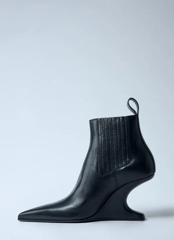 Rick Owens Leather Wedge Ankle Boots