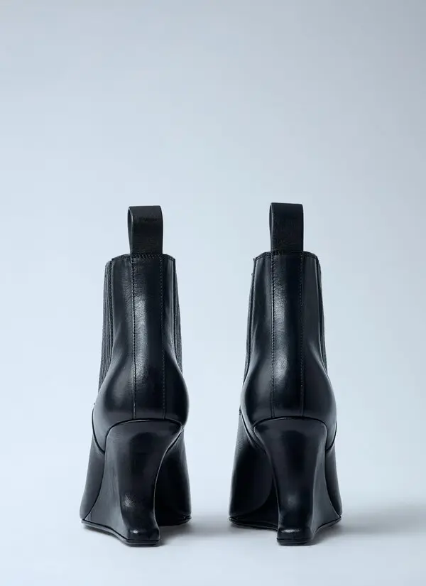 Rick Owens Leather Wedge Ankle Boots