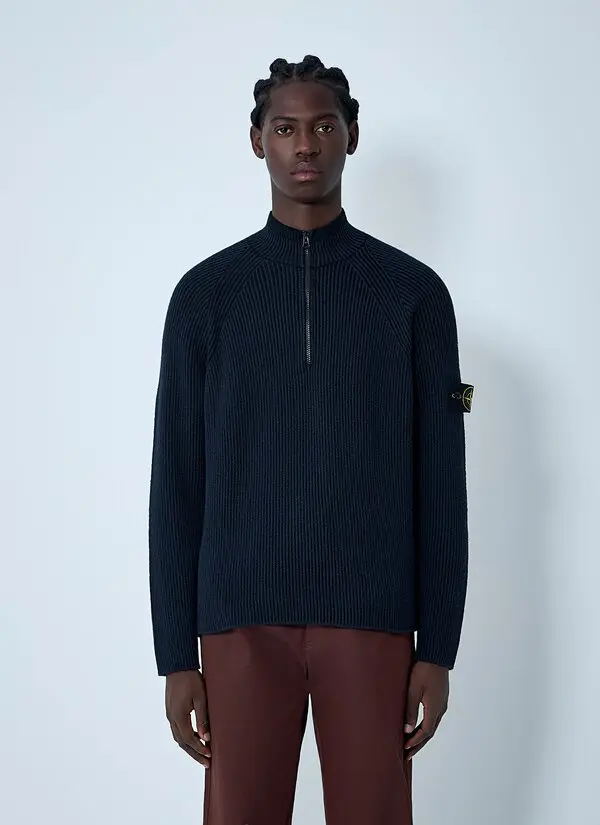 Stone Island Half-zip Logo Sweater - Blue
