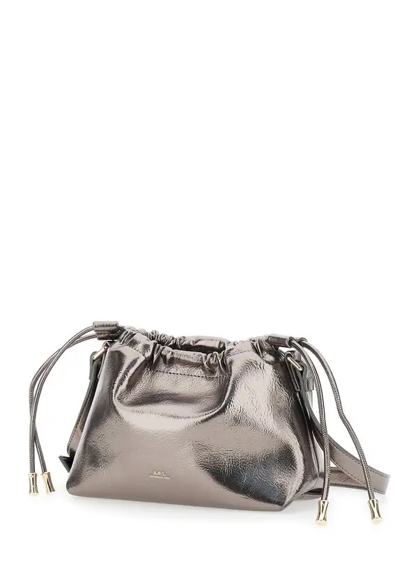 A.p.c. Metallic Shoulder Bag With Logo Lettering On The Front And Drawstring Closure In Ecoleather - Multicolor