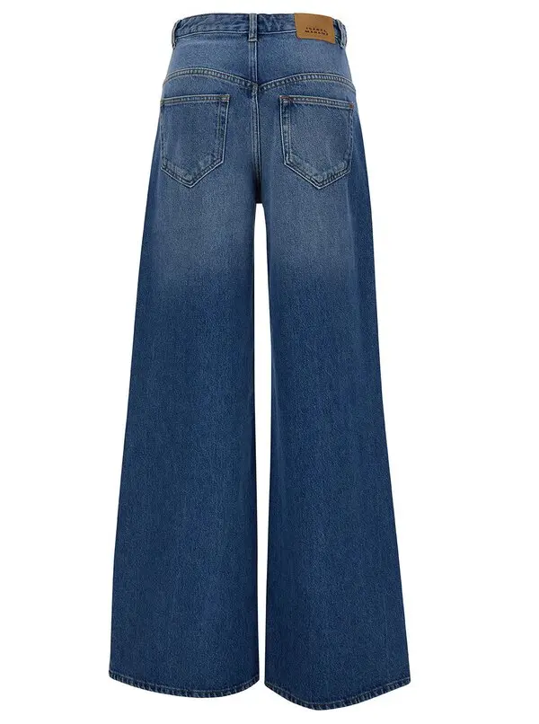 Isabel Marant Étoile Lemony' Light Blue Flared Jeans With Logo Patch In Cotton Denim - Multicolor