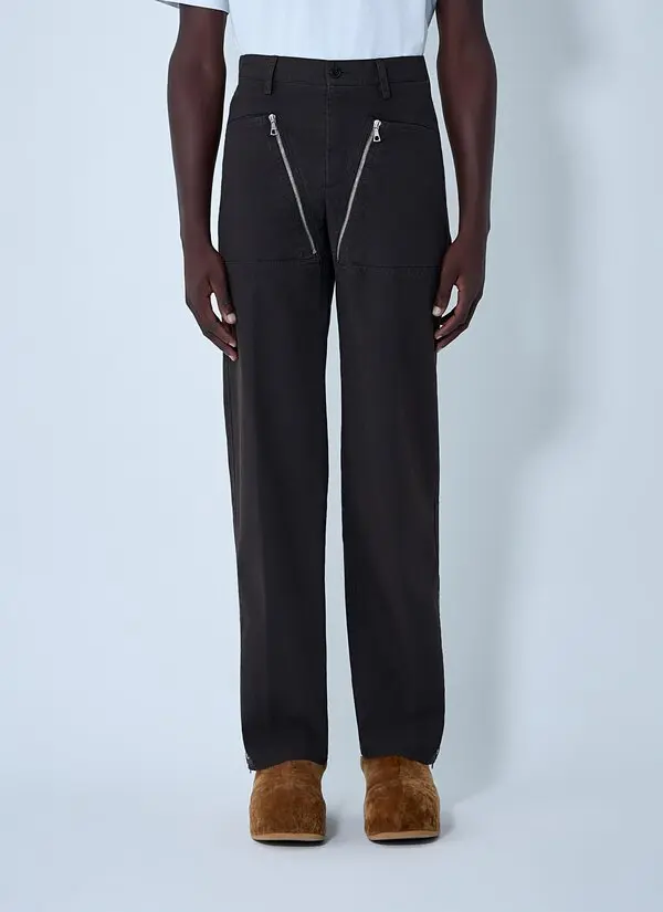 Dries Van Noten Zip Cotton-twill Pants - Brown