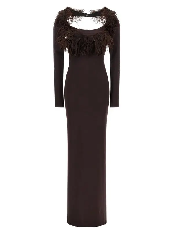 Attico Feather Dress - Brown