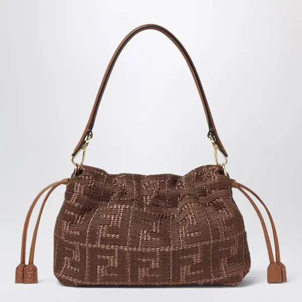 Fendi Medium Baguette Mumsâ€ Bag In Woven Raffia With Ff Sellier Embroidery