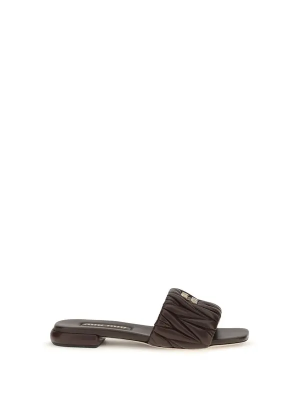 Miu Miu Matelassé Nappa Leather Sandals - Brown