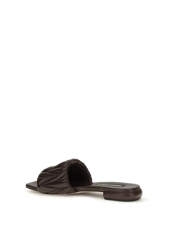 Miu Miu Matelassé Nappa Leather Sandals - Brown