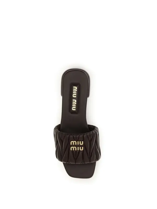 Miu Miu Matelassé Nappa Leather Sandals - Brown