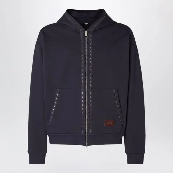 Fendi Navy Cotton Zip-up Hoodie