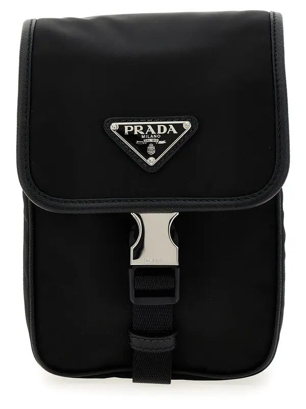 Prada Re-nylon Logo Crossbody Bag - Black