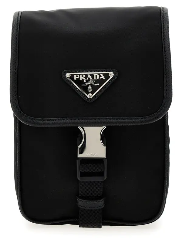 Prada Re-nylon Logo Cross Body Bag - Black