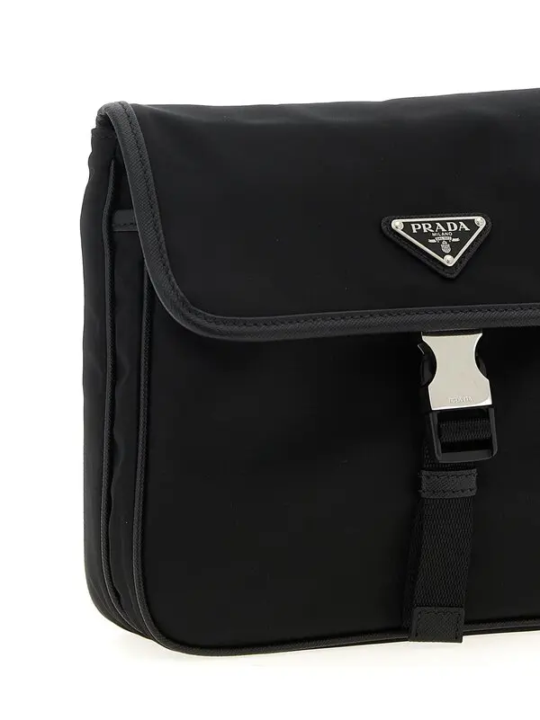 Prada Nylon Shoulder Strap Bag With Saffiano Details