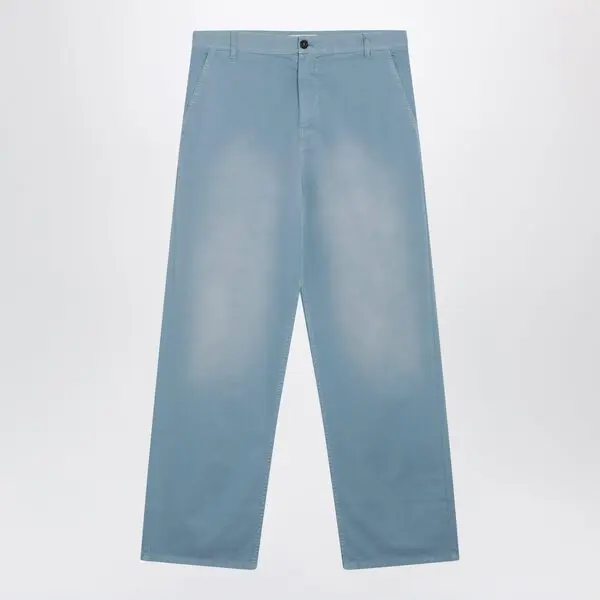 Miu Miu Garment-dyed Cotton Twill Trousers - Blue
