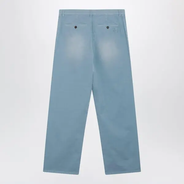 Miu Miu Garment-dyed Cotton Twill Trousers - Blue