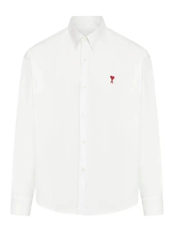 AMI Paris White Cotton Button-down De Coeur Shirt