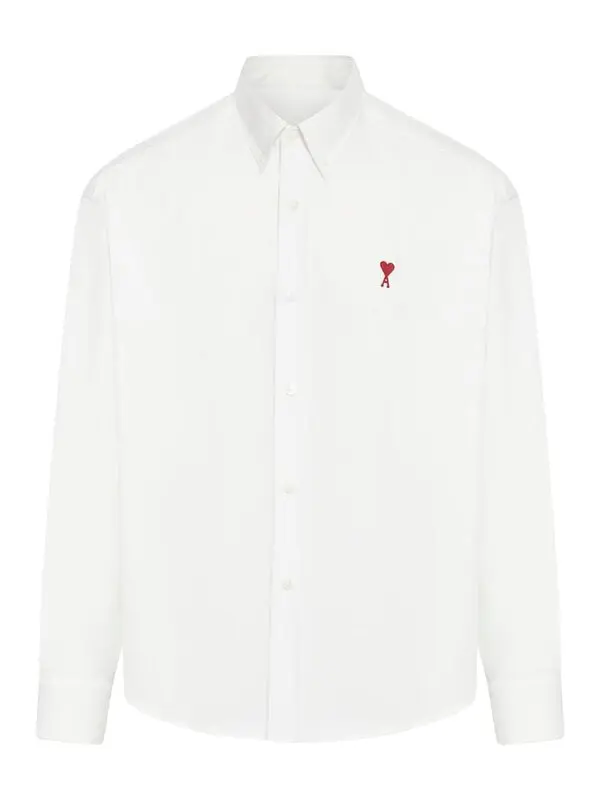 AMI Paris White Cotton Button-down De Coeur Shirt - Multicolor
