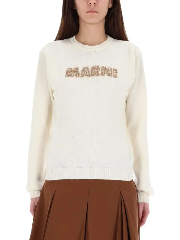Marni Logo Virgin Wool Crewneck Knit