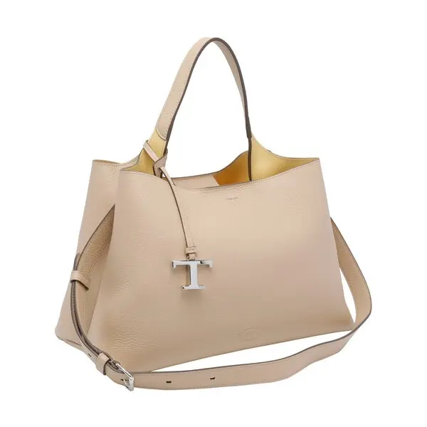 TOD'S Medium Leather Handbag With T Timeless Charm