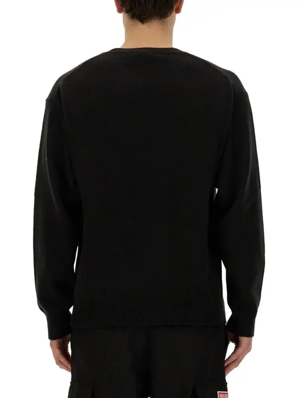 Kenzo Boke Flower Embroidered Wool Jersey - Black