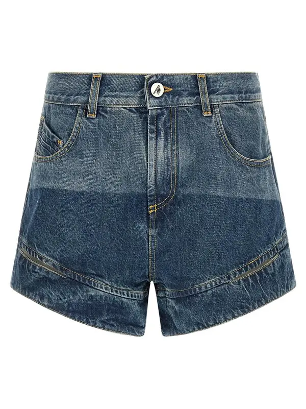 Attico Cut-out Denim Shorts - Blue