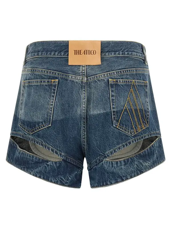 Attico Cut-out Denim Shorts