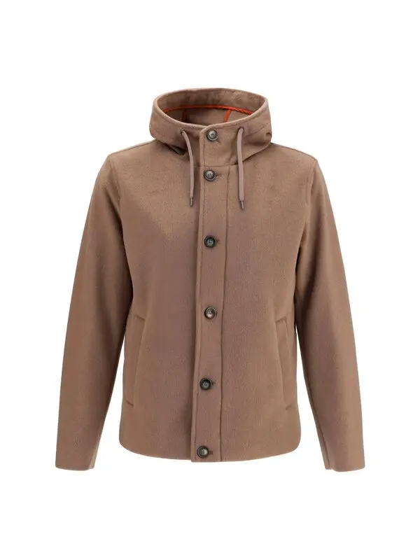 Herno Hooded Button-front Jacket - Brown