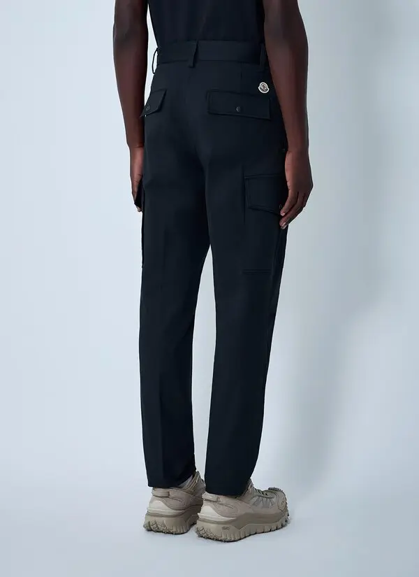 Moncler Stretch Cotton Logo Cargo Pants - Black