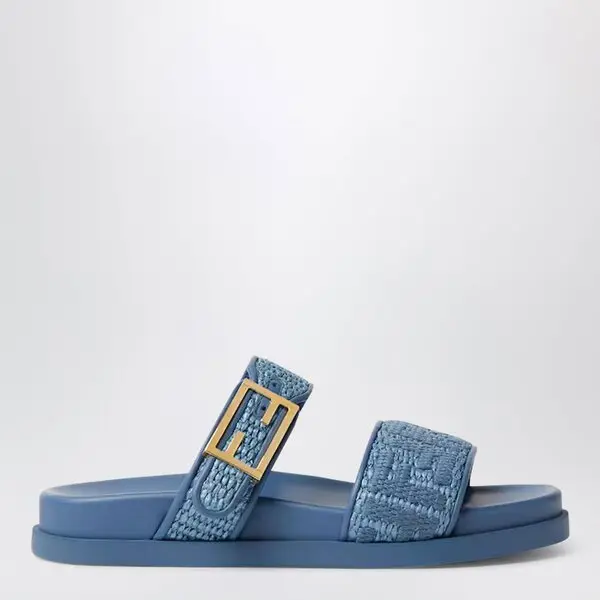 Fendi Feel Slides In Light Raffia