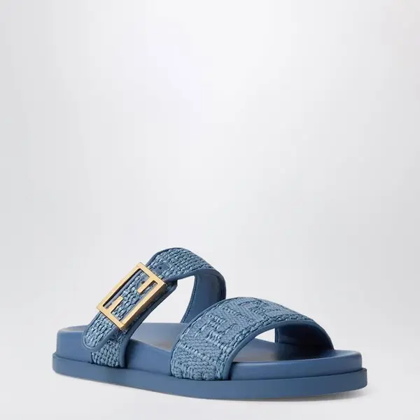 Fendi Feel Slides In Light Raffia