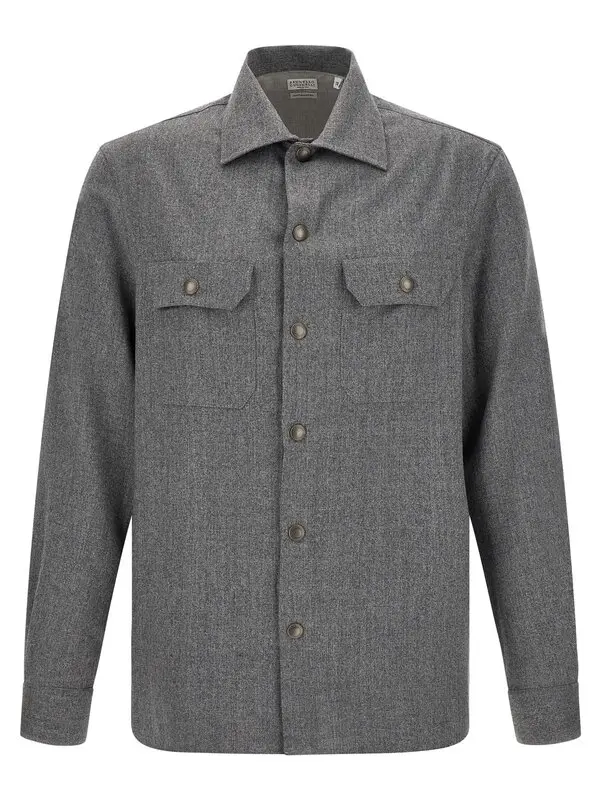 Brunello Cucinelli Flannel Overshirt - Gray