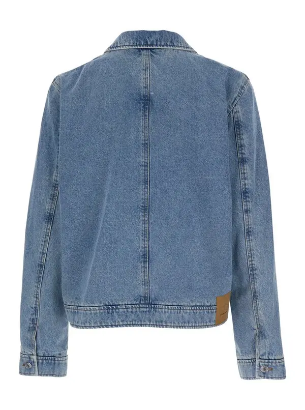 AMI Paris Jacket With Adc Embroidery On The Front And Logo Patch On The Back In Light Blue Denim For