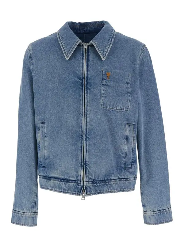AMI Paris Denim Jacket With Adc Embroidery - Multicolor